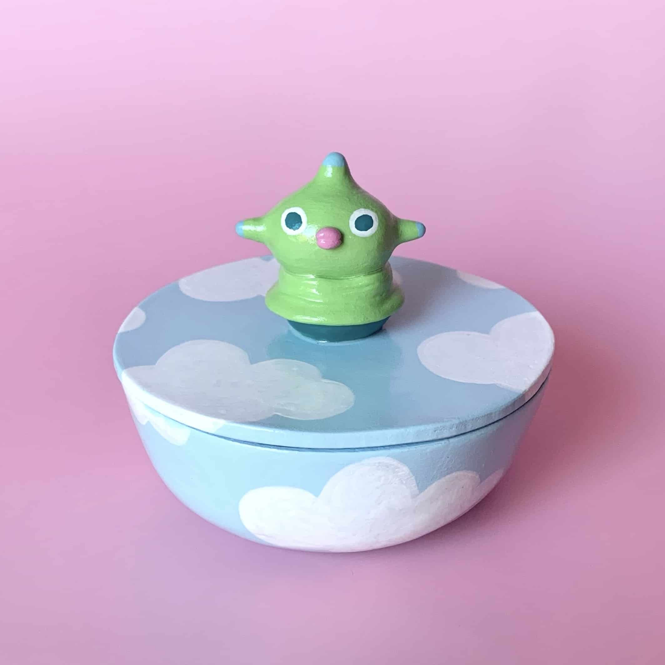 Clay box - green haniwa - Mizo atelier